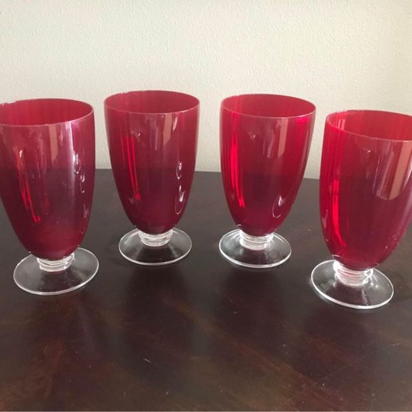 Dining | Set Of Four 4 Beautiful Red Glass Goblets | Poshmark